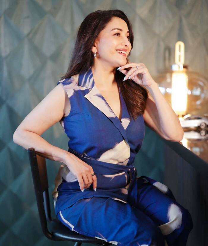 Madhuri Dixit Dazzles in Her Blue Co-Ord Set in Candid Photoshoot, See Pics