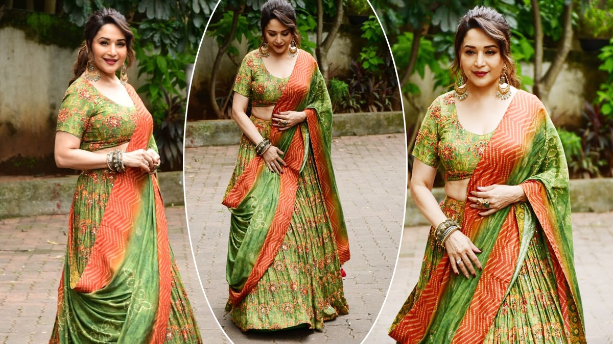 Dhak-Dhak Girl Madhuri Dixit Stuns in Multi-Coloured Lehenga Set - See ...