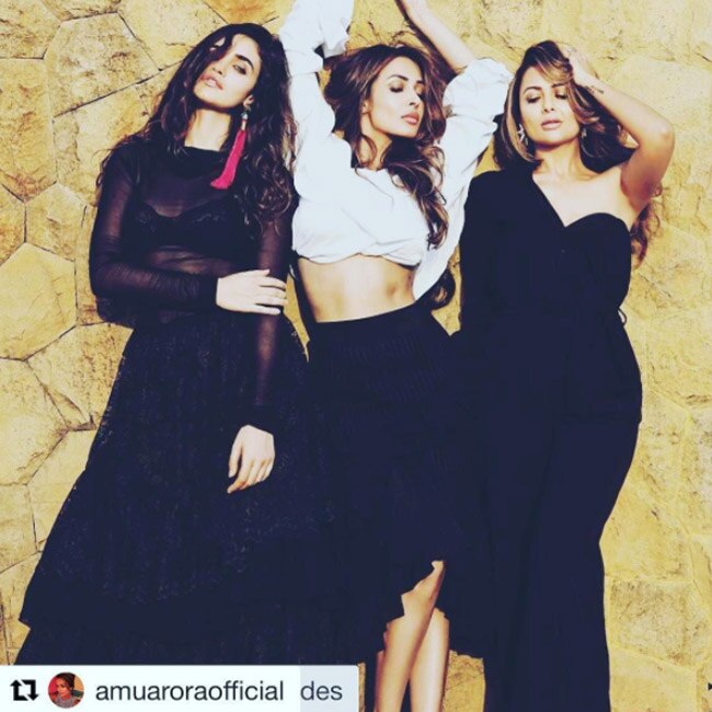 Malaika Arora and Amrita Arora posing during Hello magazine shoot