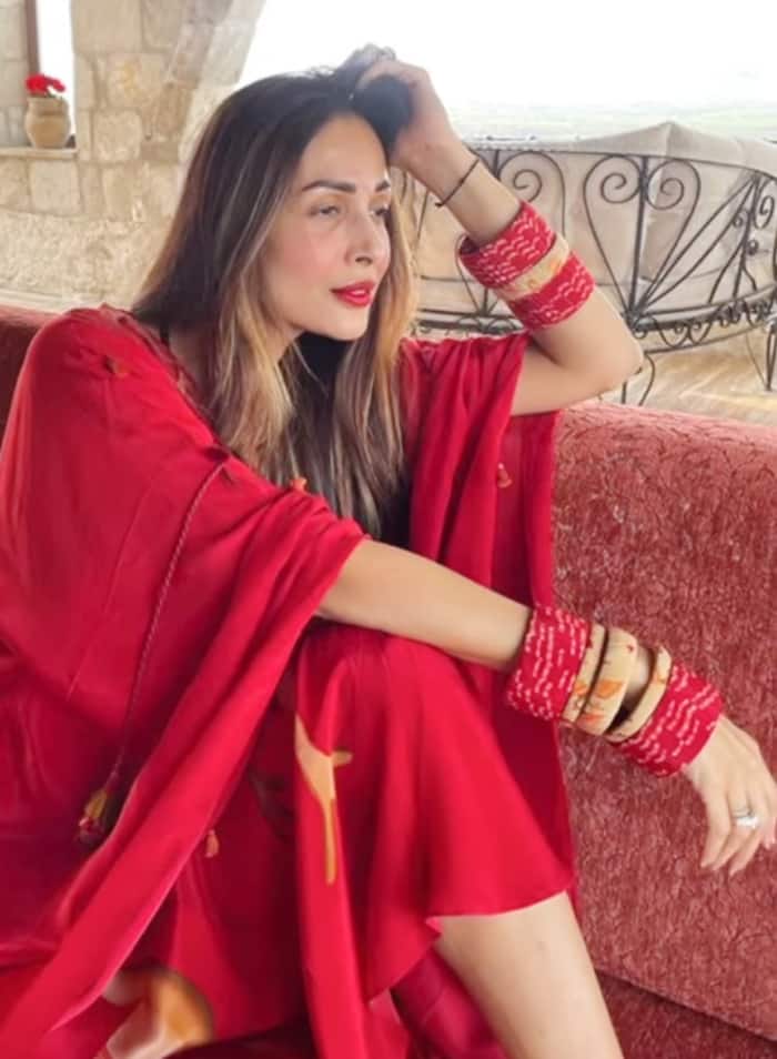 Malaika Arora Looks Hot in Red Dress