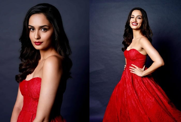 Manushi Chhillar Looks Like a Fairy in Red Strapless Gown, See Happy Pics