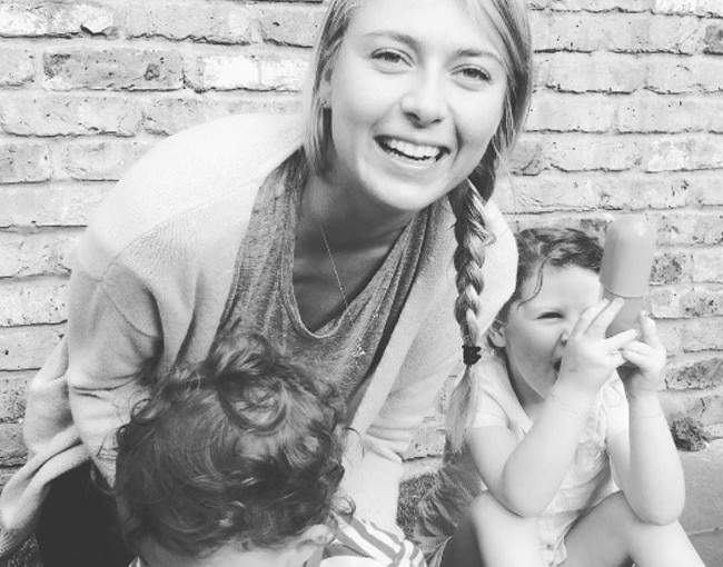 Maria Sharapova having fun with kids