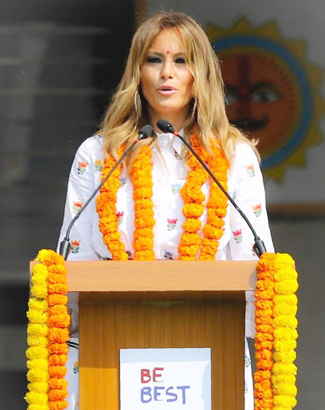 Melania Trump Looks Beautiful in White Shirt Dress