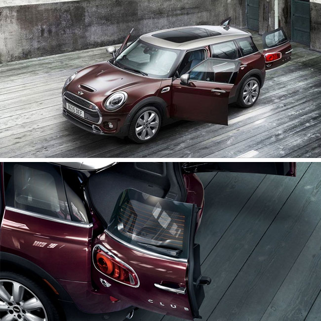 Mini Clubman is featured with vertically split, dual rear doors