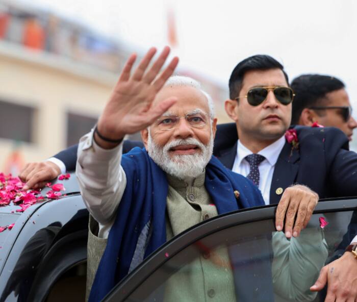 PM Modi Being Showered With Rose Petals