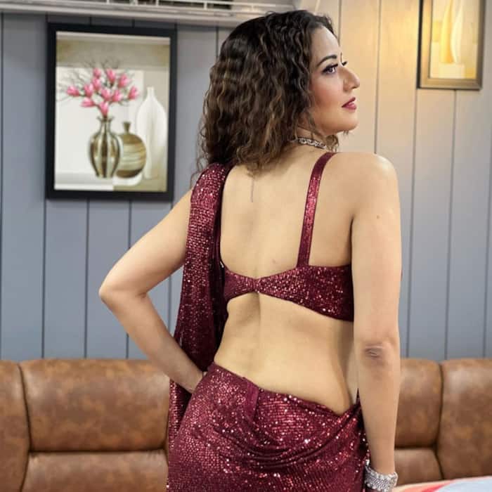Monalisa Stuns in Hot Glittery Blouse With Deep Neckline And Matching Saree - Pics