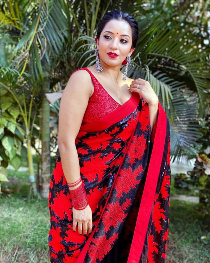 Monalisa Mesmerises Fans With Her Hot Looks in a Sexy SheerRed Saree as ...