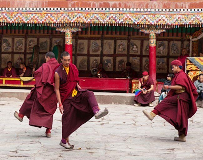 Monks dancing at Hemis monastery during Hemis Festival in Ladakh