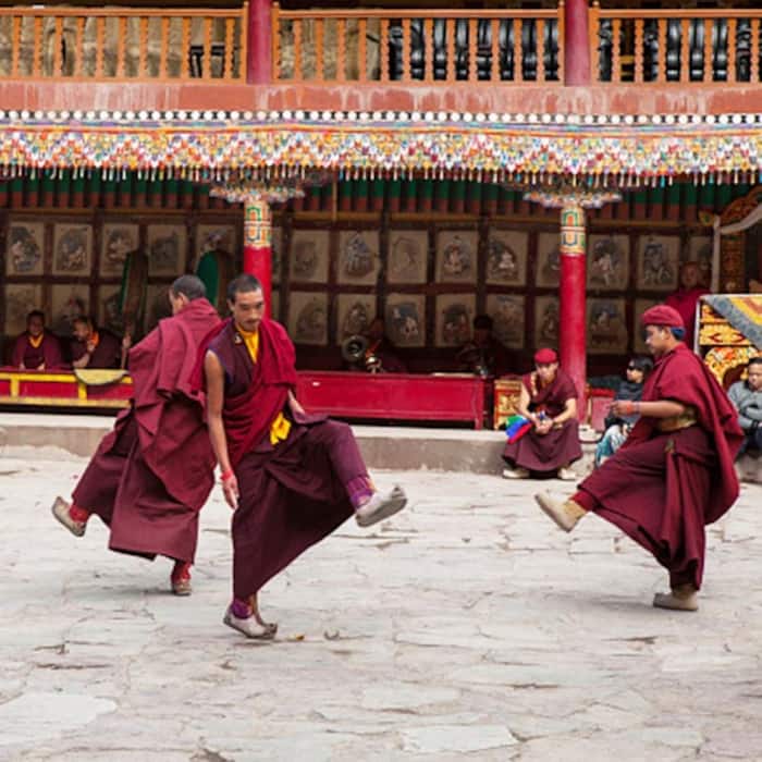 Monks dancing at Hemis monastery during Hemis Festival in Ladakh