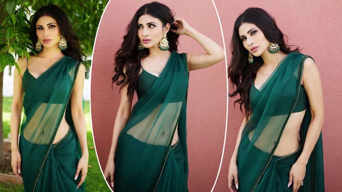 Mouni Roy Oozes Oomph in Stunning Green Saree And Matching Blouse - See ...