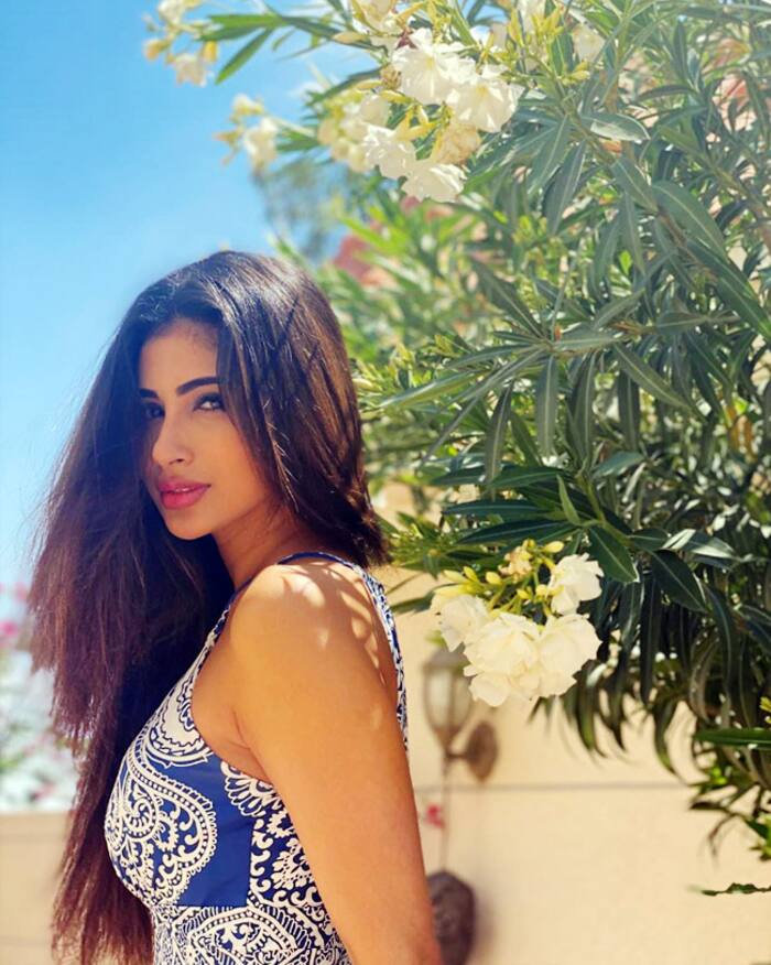 As 'Spring Sneaks', Mouni Roy Looks Refreshing in a Long Blue Dress ...