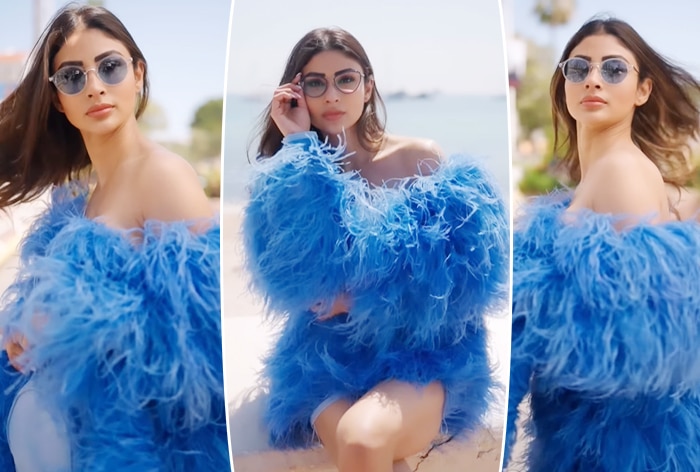 Mouni Roy Stuns In Her Hot Blue Feather Mini Dress See Viral Photos