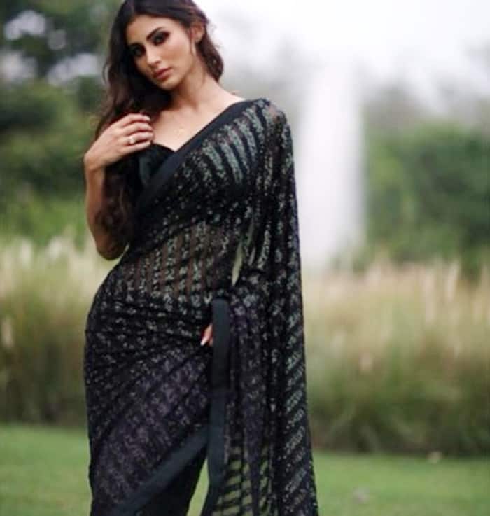Mouni Roy Looks Enchanting In Sultry Black Sheer Saree From Her Bold ...