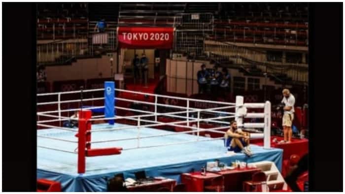 In Pics| French Boxer Mourad Aliev Disqualified for Head Butt, Sits on ...