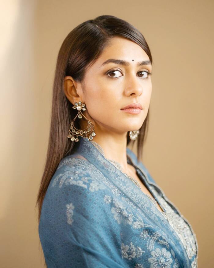 Mrunal Thakur Serves Festive Goals in Blue Embroided Ethnic Attire - See PICS