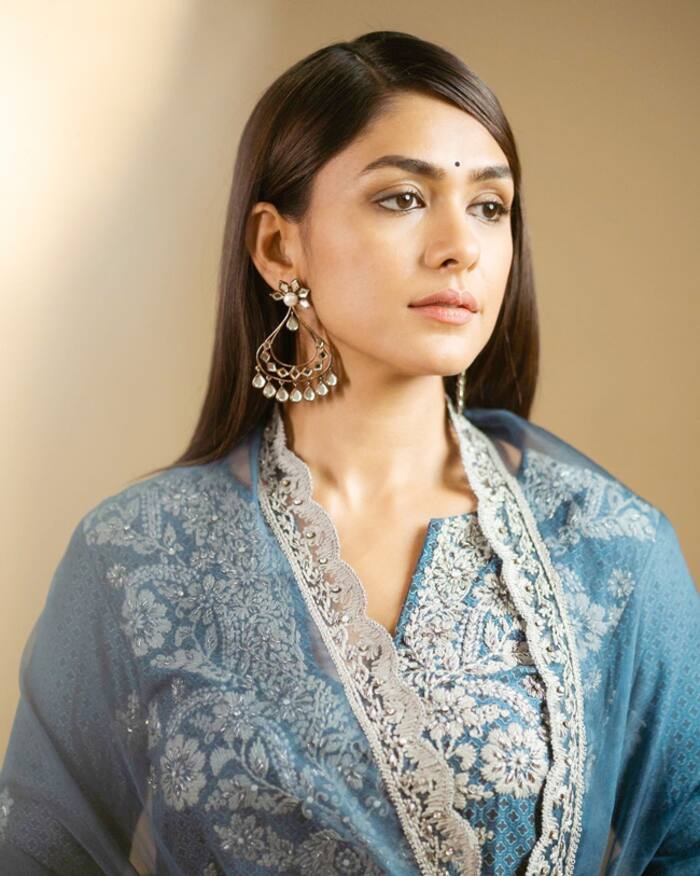 Mrunal Thakur Serves Festive Goals in Blue Embroided Ethnic Attire ...