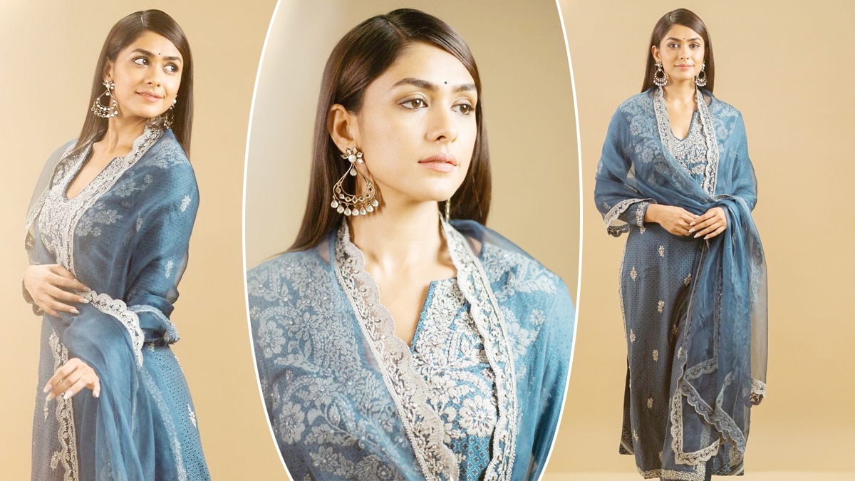 Mrunal Thakur Serves Festive Goals in Blue Embroided Ethnic Attire ...