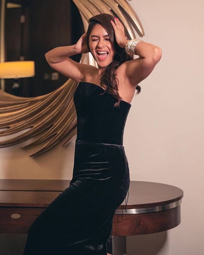 Mrunal Thakur is a Bewitching Timeless Beauty in Black Velvet Off ...