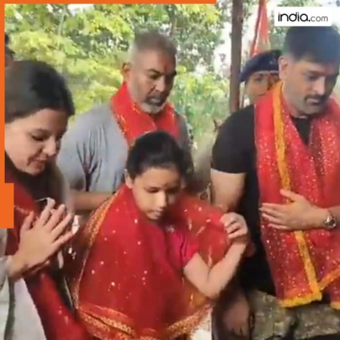 MS Dhoni visits Maa Dewri Temple with wife Sakshi, daughter Ziva wins ...
