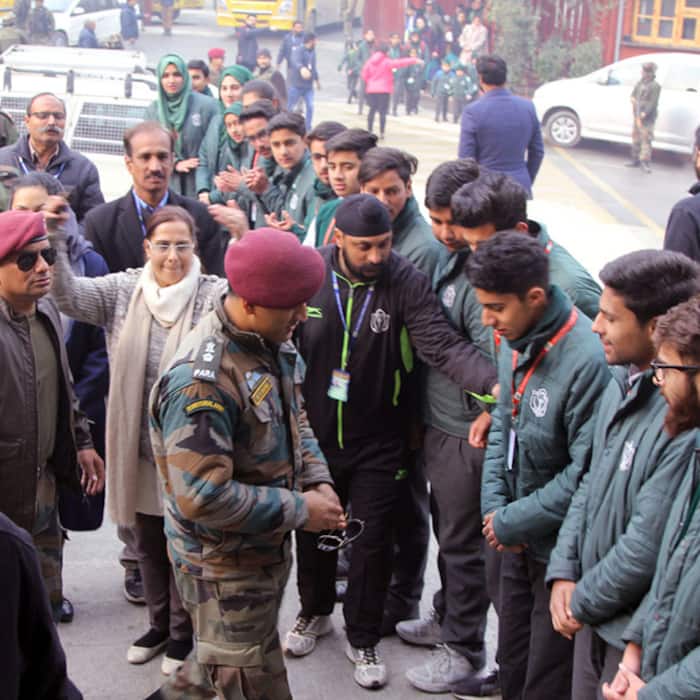 PHOTOS: Mahendra Singh Dhoni visits DPS Srinagar, interacts with ...