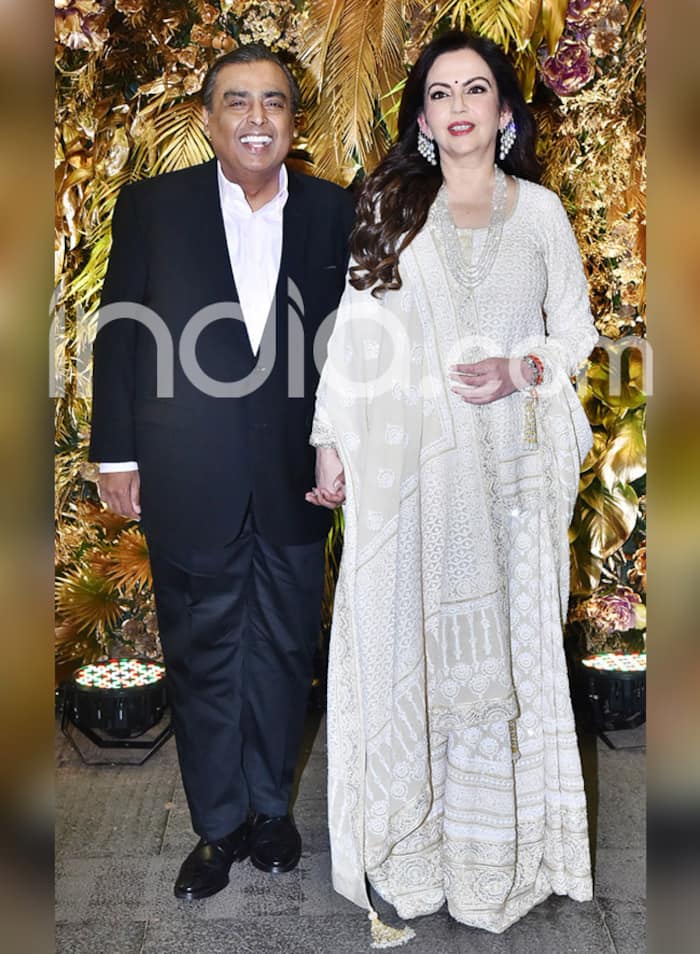 Mukesh Ambani and Nita Ambani at Armaan Jain's wedding reception