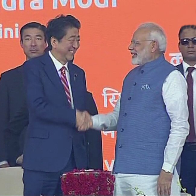 Narendra Modi and Shinzo Abe inaugurate the Mumbai Ahmedabad Bullet ...