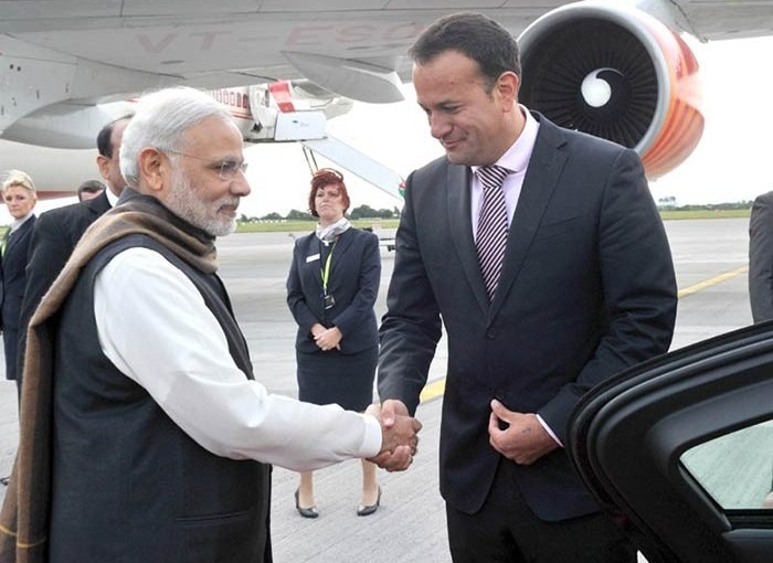 Narendra Modi received Leo Varadkar, on his arrival at the Dublin airport