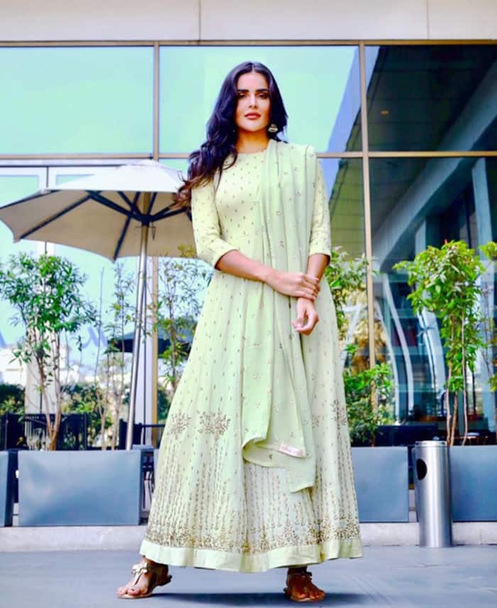 Nathalia Kaur Steals The Limelight in Halter neck Orange Dress