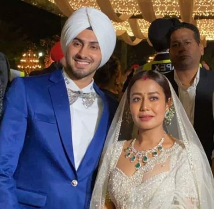 Neha Kakkar and Rohanpreet’s royal reception look