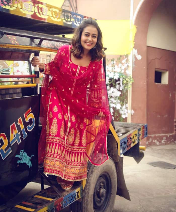 Neha Kakkar In a Deep Red Traditional Suit is A Sight to Behold