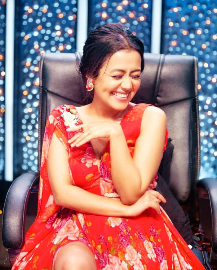 Neha Kakkar Looks Both Sexy And Stunning in Her Red Floral Maxi Dress ...