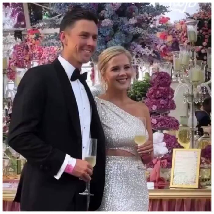 New Zealand pacer Trent Boult with his wife at Anant Ambani Radhika ...