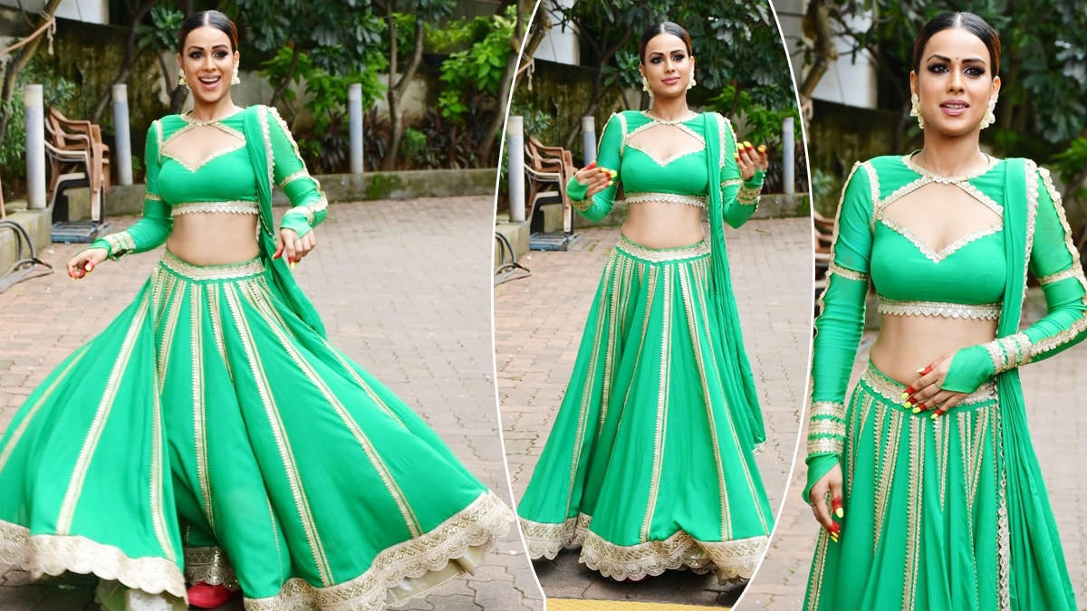 Nia Sharma Sizzles in Hot Green Blouse With Plunging Neckline And ...