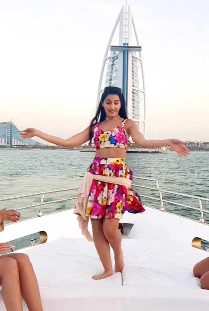 Nora Fatehi Keeps Her Birthday Look Hot And Sexy in Floral Co-Ord Set ...