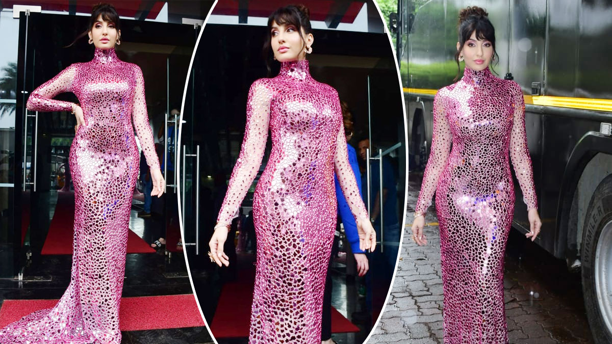 Nora Fatehi Shines The Brightest in Hot Pink Mirror Gown - See Pics ...