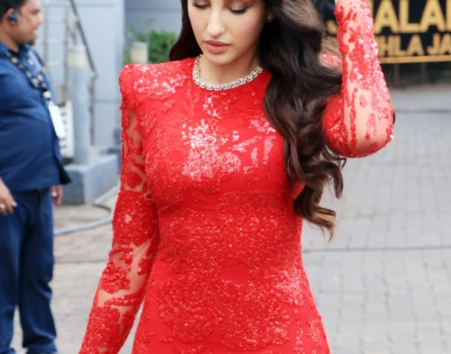 Nora Fatehi Oozes Oomph in Red Gown With Fish Cut