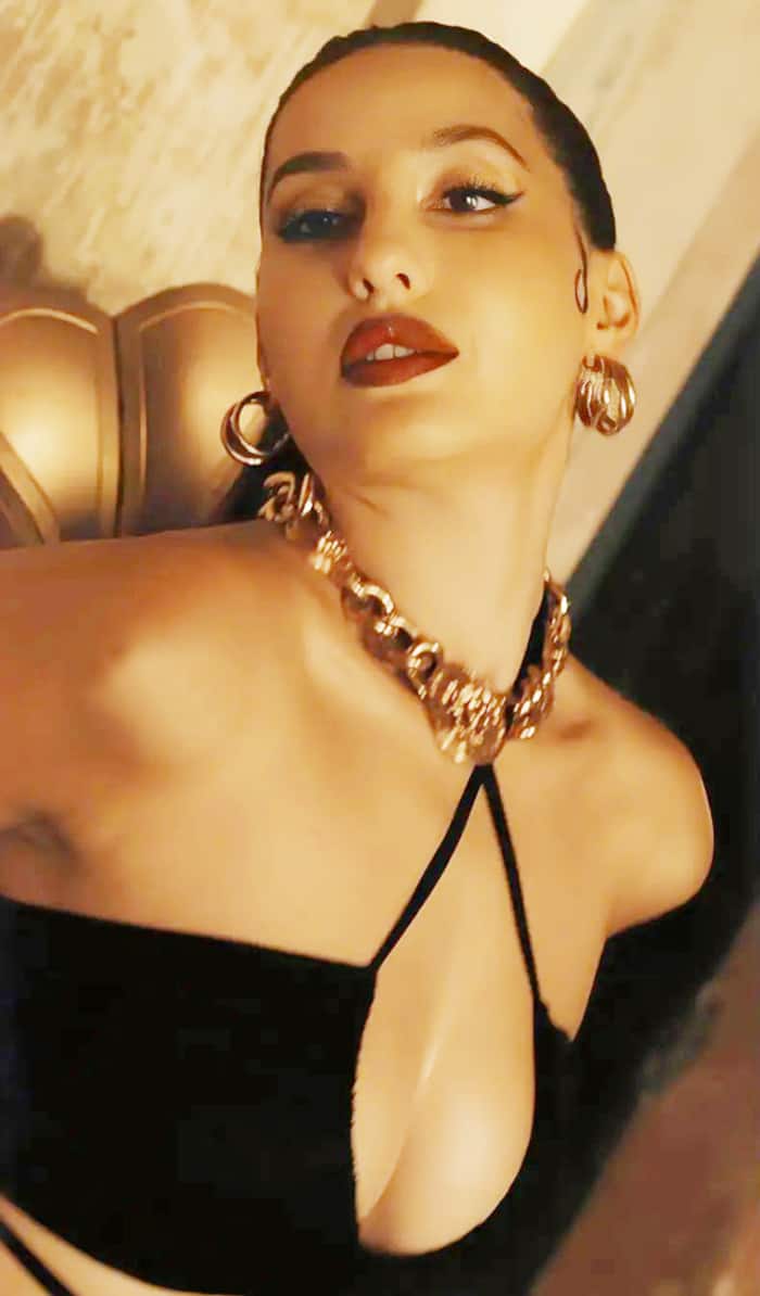 Nora Fatehi Raises Mercury in Bold Black Dress With Deep Neckline, Pics Nora Fatehi Raises Mercury in Bold Black Dress With Deep Neckline, Pics