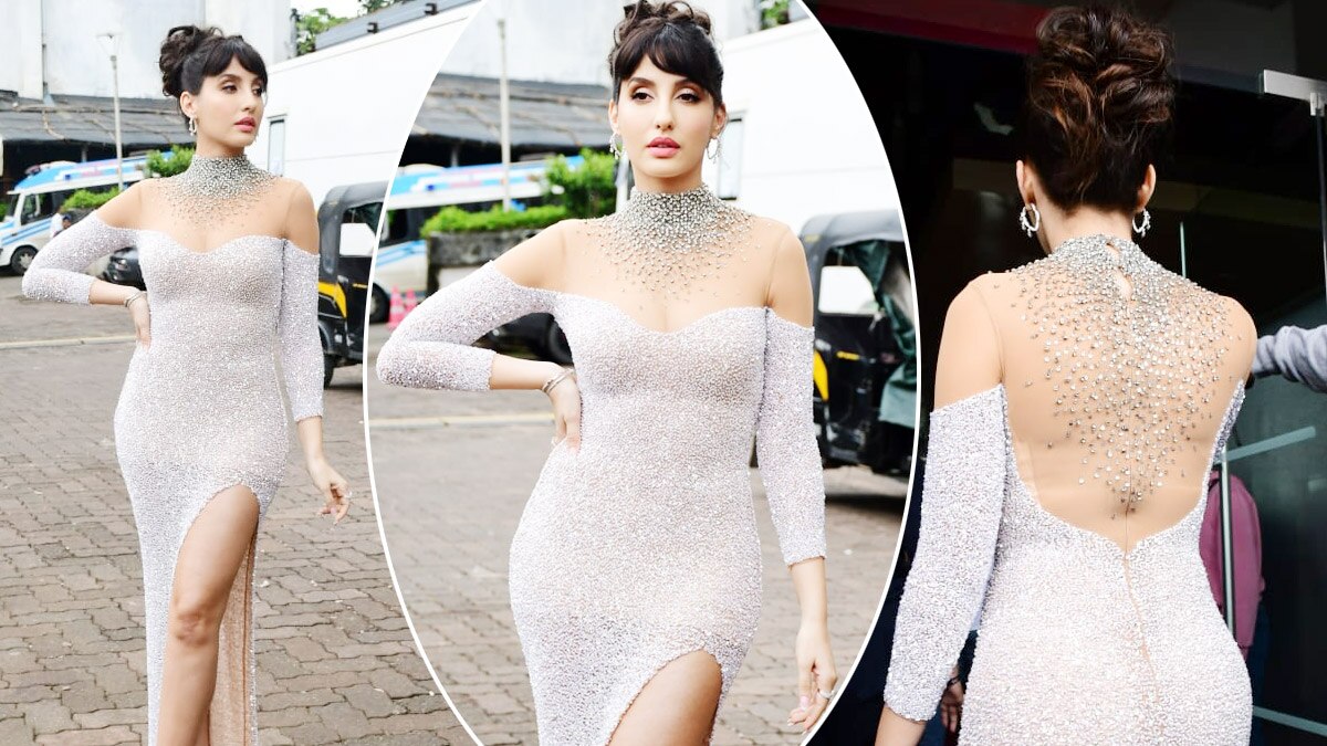 Nora Fatehi Sizzles Hard in Hot Silver Gown on Jhalak Dikhhla Jaa 10 Sets, Check Her Sultry Pics ...