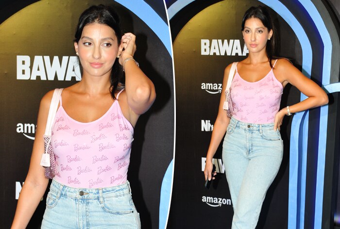 Nora Fatehi Creates Bawaal Herself in a Hot Pink Barbie Top With Denim ...