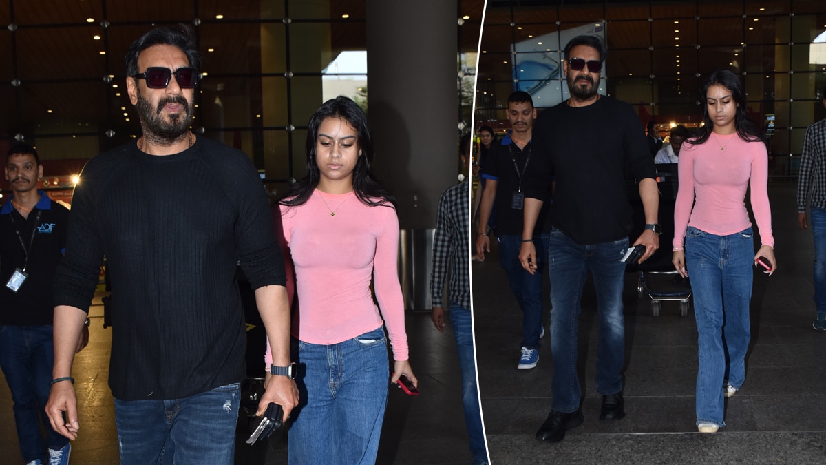Nysa Devgan shines in pink bodycon top as she walks out with dad Ajay ...