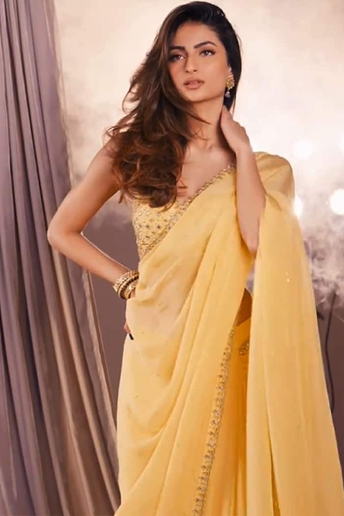 Palak Tiwari Raises Mercury In Hot Yellow Blouse And Matching Saree L