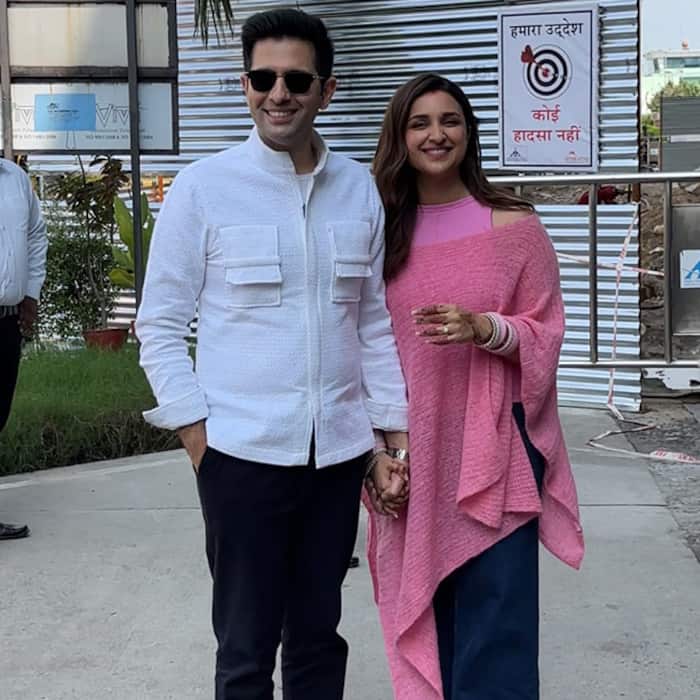 Parineeti Chopra in Pink and Raghav Chadha in White Wave At Paps as They Leave Udaipur - See ...