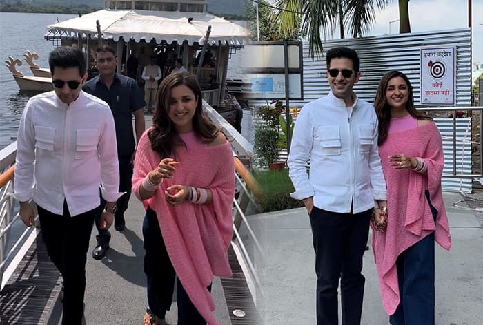 Parineeti Chopra in Pink and Raghav Chadha in White Wave At Paps as They Leave Udaipur - See ...