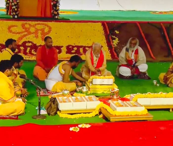 In Pics: PM Modi Performs Pooja At Shri Kalki Dham Foundation Stone ...