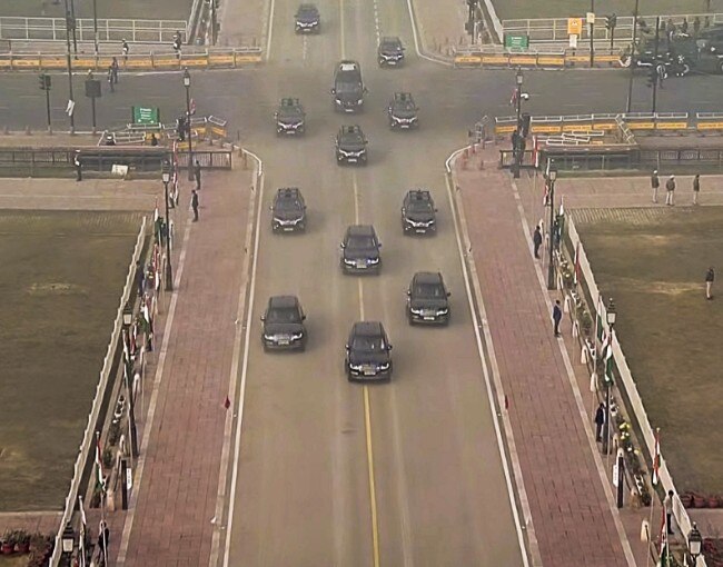 PM Modi Modi's convoy arrives at the National War Memorial