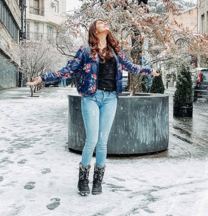 Pooja Hegde Enjoys Snowfall