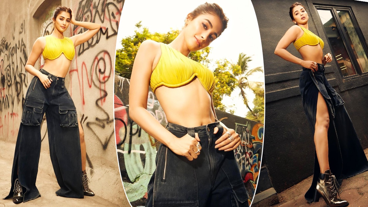 Pooja Hegde in SEXY Yellow Bralette And Loose Fit Pants Takes Over Summer Fashion to The Next ...