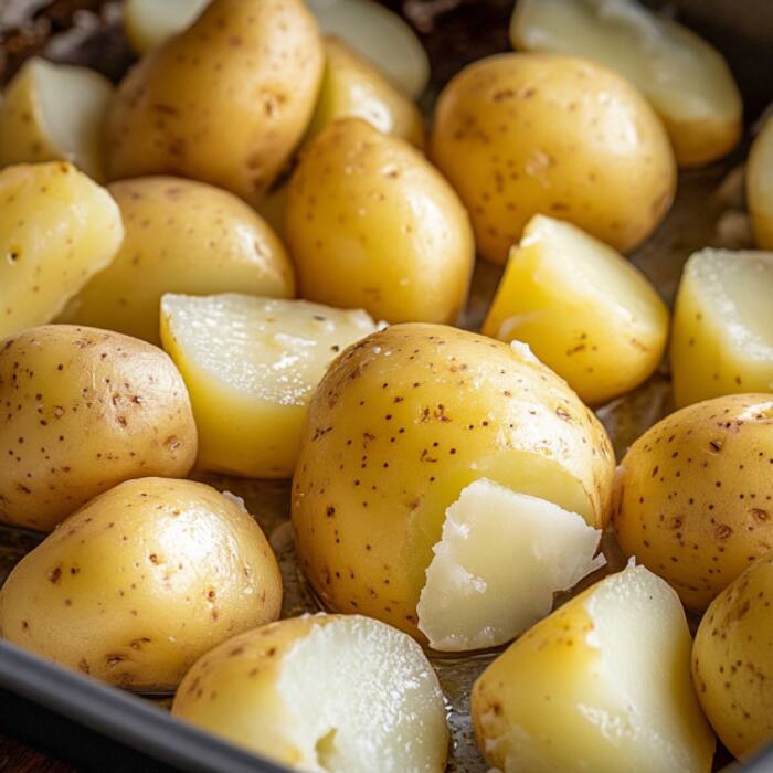 Potatoes that were cooked and left uncovered