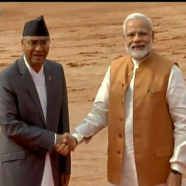Prime Minister Narendra Modi with Nepal's PM Sher Bahadur Deuba