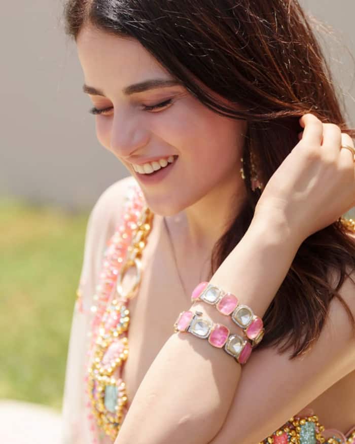 Radhika Madan Sizzles in Hot Shimmer Bralette And Matching Pik Lehenga, Pics